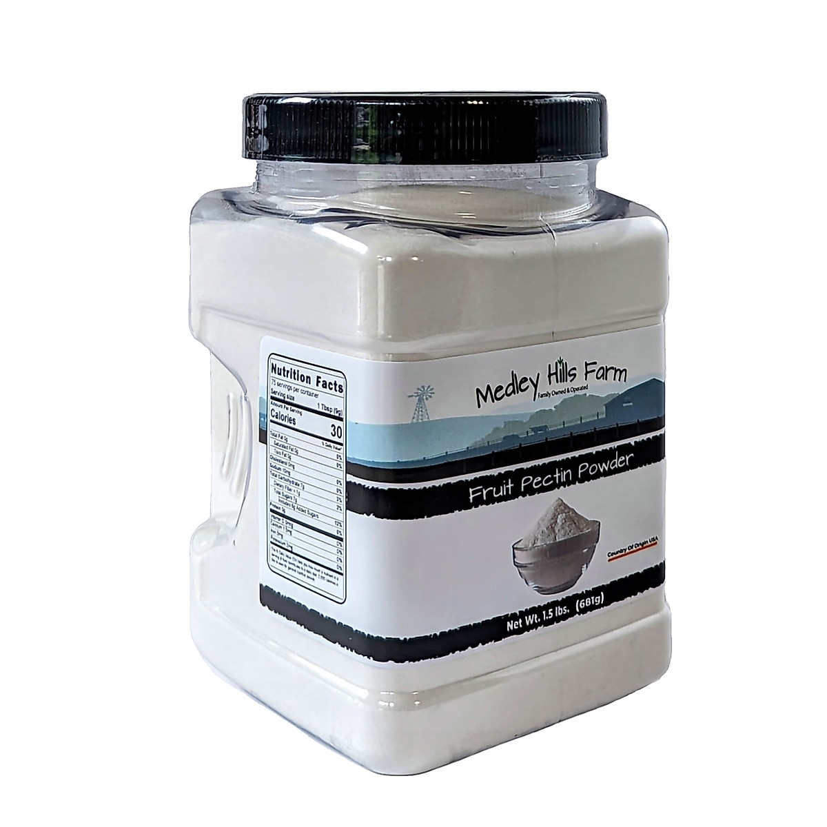 Fruit pectin Powder by Medley hills farm 1.5 Lbs. in Reusable Container - Premium Fruit pectin for canning jam or Jellies - 100% Natural & Vegan - Made in USA