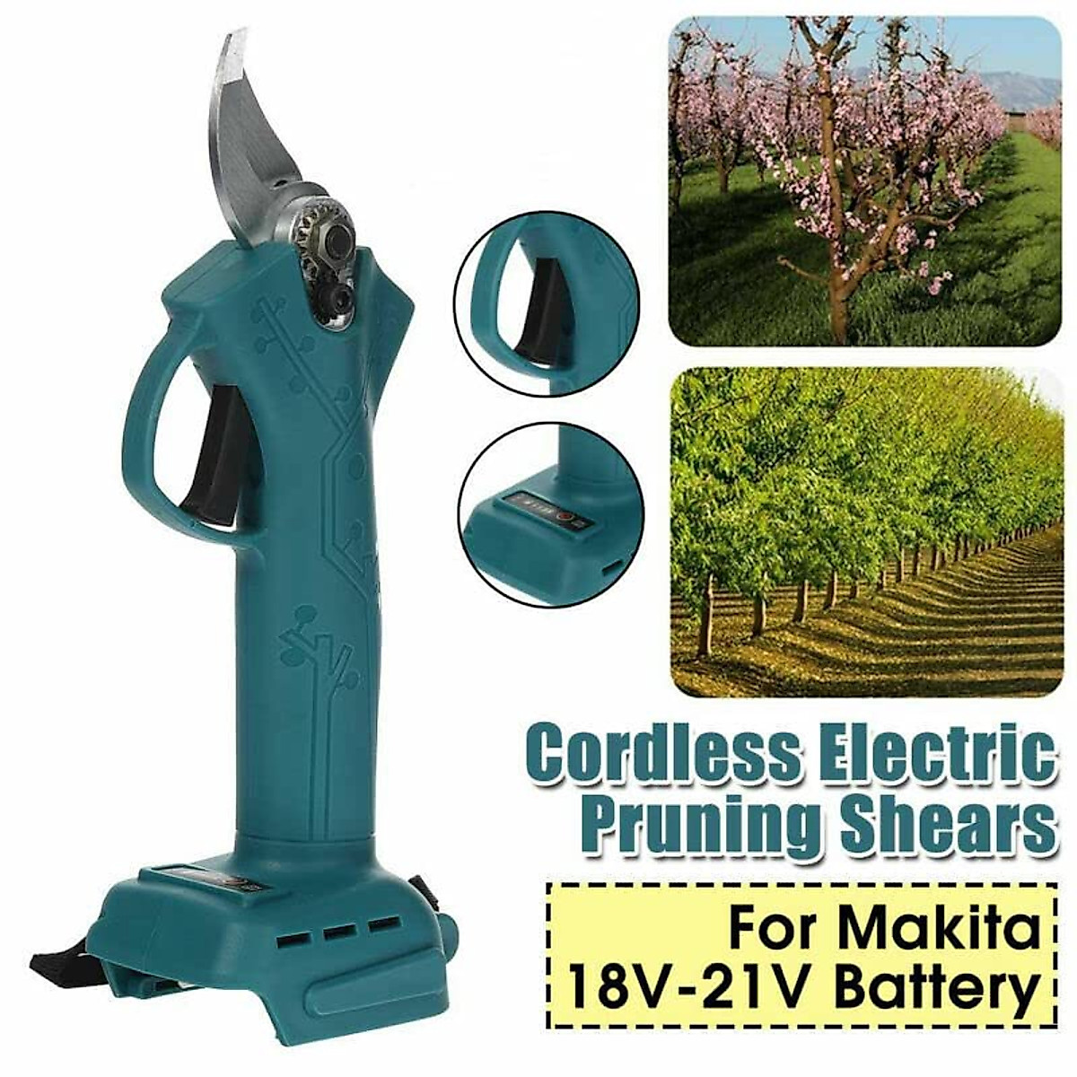 HUHAO For Makita Battery 30mm Electric Cordless Pruning Shears Scissor Cutter Pruner