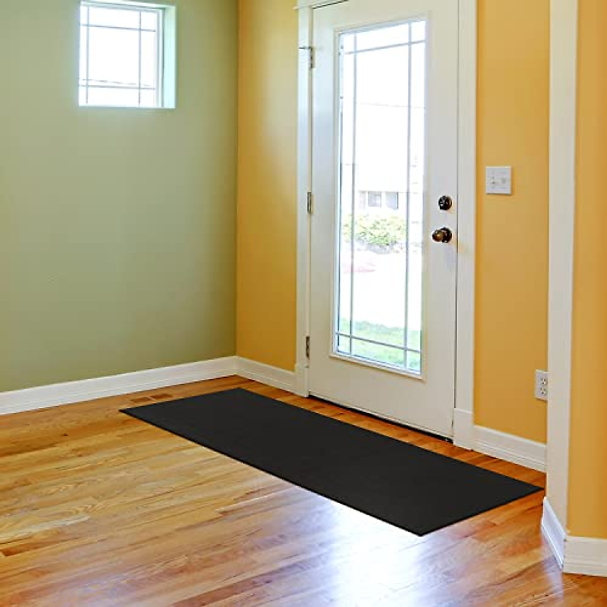 Machine Washable Solid Non-Slip Rubberback 2x5 Modern Runner Rug for Hallway, Kitchen, Living Room, Bedroom, Entryway, 20" x 59", Black