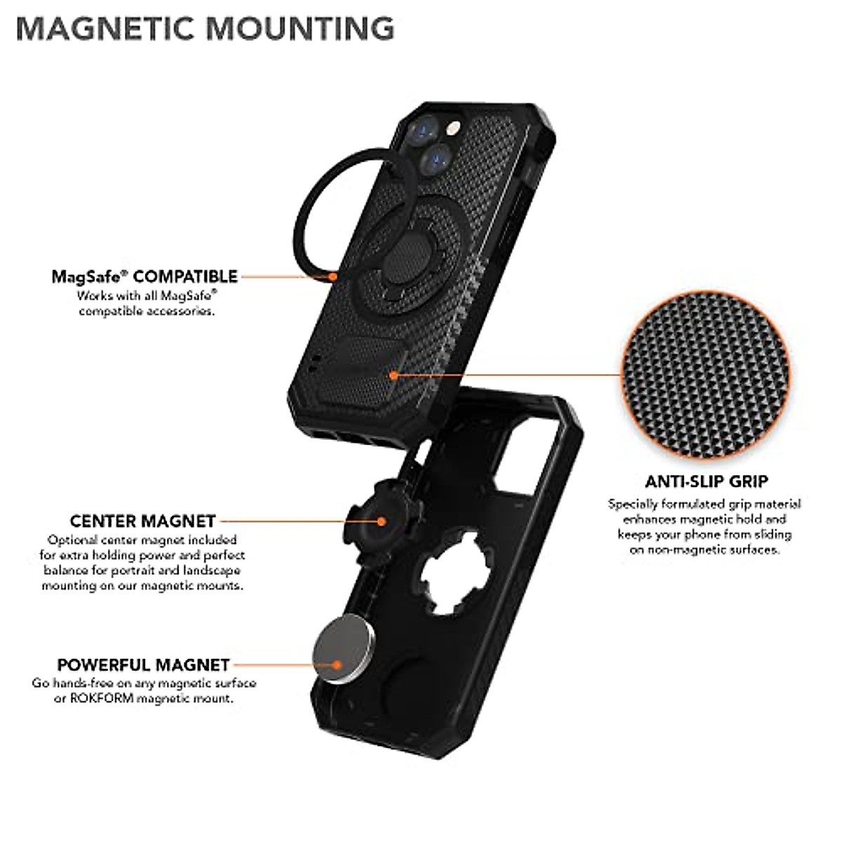 Rokform - iPhone 13 Mini Rugged Case + Low Pro Magnetic Phone Mount