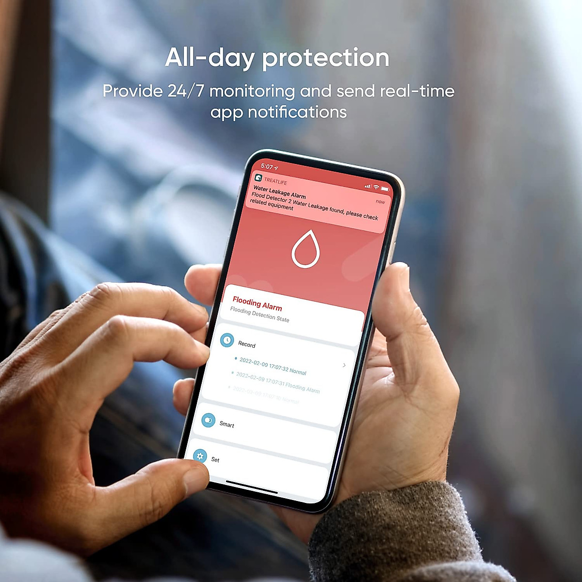 TREATLIFE Smart Water Leak Detector 4 Pack & Zigbee Hub Kits, Wireless Detector with Sensitive Leak and Drip Alert, Water Sensor Alarm for Home Basement, Kitchen, Bathroom