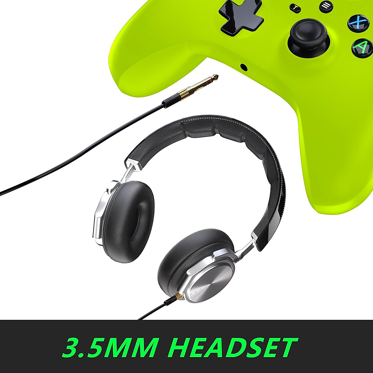 SZDILONG Wired Controller for Xbox One, Xbox Series X|S, PC Wired Controller with 5.9-Foot Cable and 3.5 mm Audio Jack, Green