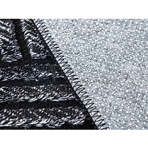 KORBLISS Ultra-Soft Microfiber Non-Slip 6x9 Area Rug, Luxurious Machine Washable Carpet for Bedrooms, Living Rooms, and Kids' Rooms, Jacquard Black