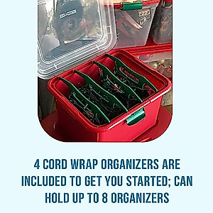 HOMZ 7875RBGLDC.02 Light Organizer Holiday Plastic Storage Container, 2 Pack, Red and Green, 2 Sets