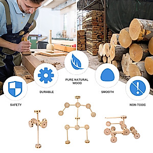 WODI Wooden Building Blocks，60 PCS Tiny Educational Natural Wood Stem Toys, DIY Wooden Blocks Splicing, Montessori Building Blocks Building Blocks for Kids Ages 4-8 to Create Various Shapes