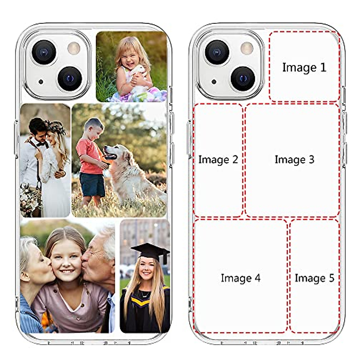 EMIDY Custom Phone Case for iPhone 13 Pro Max Case Personalized Multi Picture Collage Photo Phone Cases,Customized Phone Cover for Birthday Xmas Valentines Friends Gift (Frosted Black-4 Sheet)