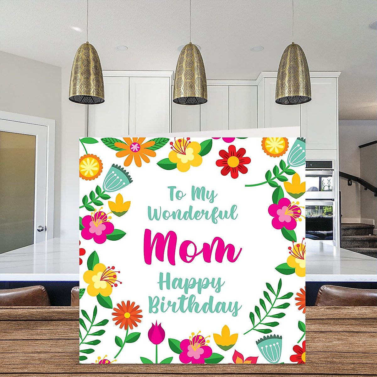 Stuff4 Fun Birthday Cards for Mom - Wonderful Female - Cute Happy Birthday Card for Mom from Daughter Son, Mother Special Birthday Gifts, 5.7 x 5.7 Inch Floral Greeting Cards for Mama Mum Mam Mommy
