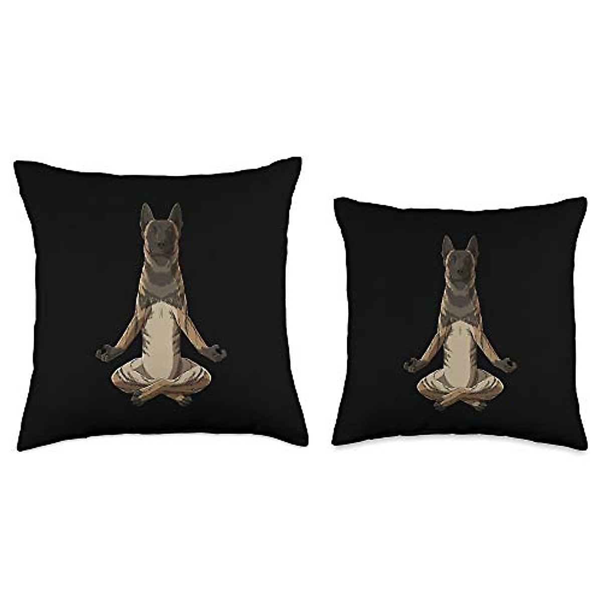 Dutch Shepherd Gifts Funny Yoga Dog Dutch Shepherd Throw Pillow, 18x18, Multicolor