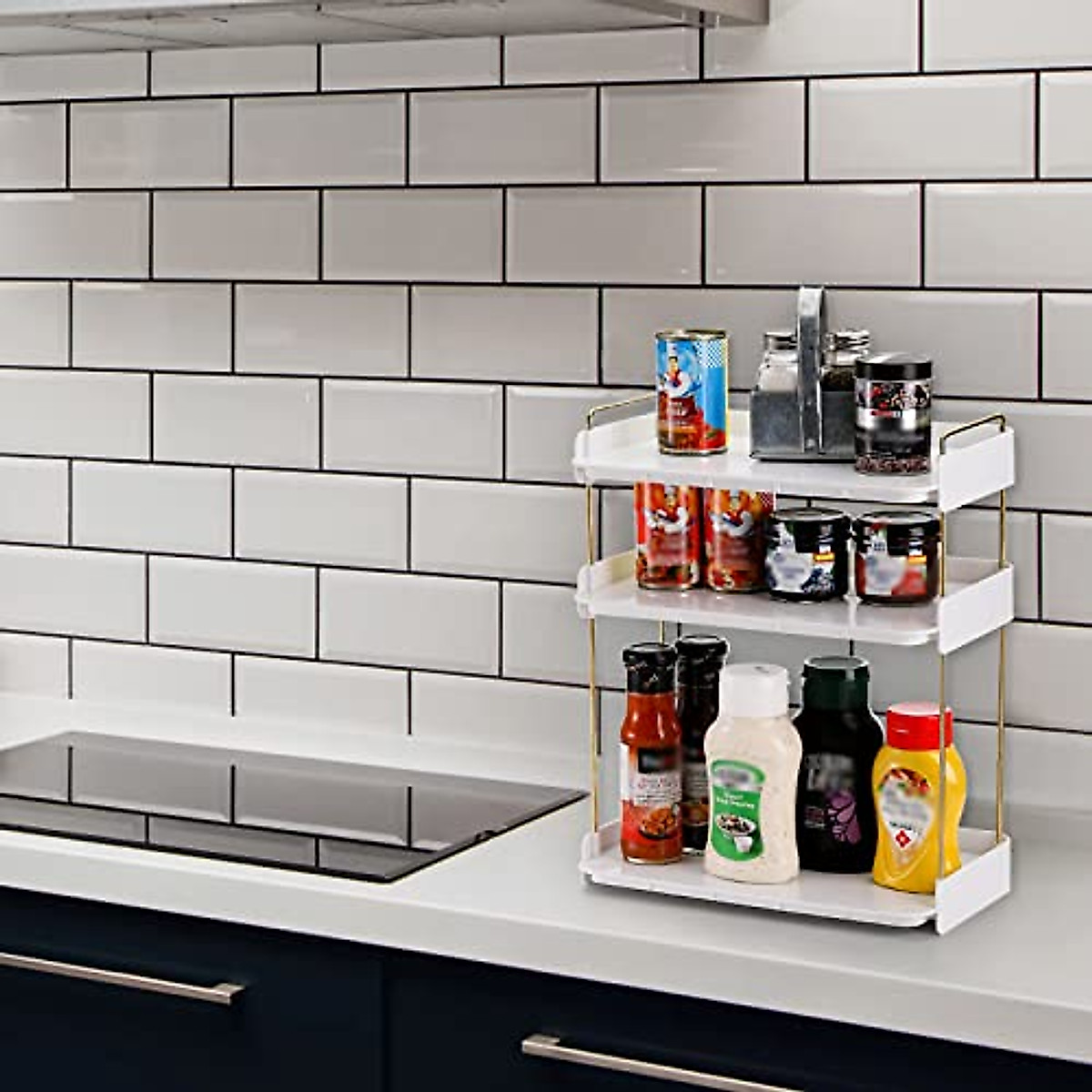 YOUEON 3 Tier Bathroom Counter Organizer, Bathroom Makeup Organizer, Bathroom Counter Shelf, Vanity Tray for Cosmetic, Perfume, Skincare, Bathroom, Bedroom, Kitchen