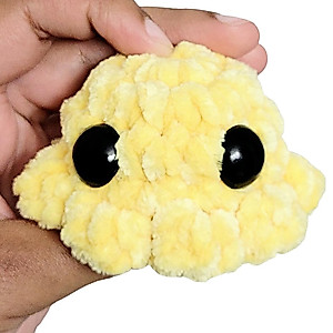 Handmade Mini Crochet Octopus Soft Stuffed Amigurumi Animal Toy (Yellow)