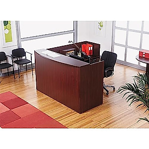 Alera ALEVA327236MY Valencia Series 71 in. x 35.5 in. x 29.5 in. - 42.5 in. Reception Desk with Counter - Mahogany