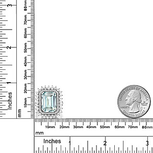 Gem Stone King 925 Sterling Silver Sky Blue Simulated Aquamarine Ring For Women (7.24 Cttw, Emerald Cut 14X10MM, Available In Size 5, 6, 7, 8, 9)