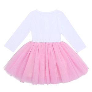 ODASDO Toddler Kids Girl My 3rd Third Birthday Cake Smash Outfit Cotton Long Sleeve Princess A-line Tutu Tulle Dress Bowknot Headband Set Three Years Old Party Clothes Photo Props Pink 3 Years