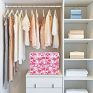 Storage Bins with Lids Foldable Storage Baskets Storage Cubes Collapsible Closet Organizer Containers with Cover Love Heart for Home Office Organizer Closet, Shelves, Toy, Nursery