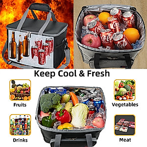 ZZEWINTRAVELER Insulated Lunch Bag for Men Women 15L Reusable Leak-Proof Cooler Bag with Adjustable Shoulder Strap Tote Bag for Office Work Picnic (Black)