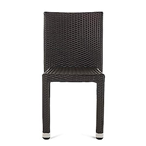 Christopher Knight Home Dover Outdoor Wicker Armless Stacking Chairs with Aluminum Frame, 2-Pcs Set, Multibrown