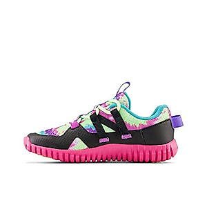 New Balance Girls PLAYGRUV V2 Bungee Sneaker, Hi-Pink/Black/Cosmic Rose, 2 Wide Little Kid