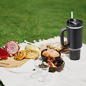 YOUEXPERT 40 oz Tumbler with Handle and Straw Tumbler with Lid and Straw Stainless Steel Tumblers, Car Mug Outdoor Sports Travel 40oz Insulated Tumblers (black)