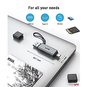 SD Card Reader, uni USB C Memory Card Reader Adapter USB 3.0, Supports SD/Micro SD/SDHC/SDXC/MMC [Card Not Included], Compatible for MacBook Pro, MacBook Air, iPad Pro 2018, Galaxy S21