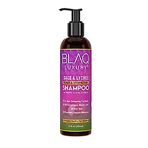 Blaq Luxury Sage & Lychee Repair and Strengthen Shampoo - Infused with Biotin and Nettle - Sulfate-Free Formula for All Hair Types - Promotes Hair Repair, Growth, and Scalp Health - 12 fl oz