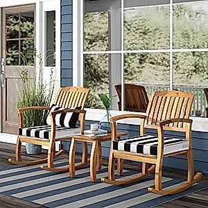 TWLEAR Outdoor Cushion Covers for Patio Furniture, Patio Cushion Covers Replacement, Water Resistant Chair Cushion Slipcovers, 24" x 24" x 4", 2 Pack, Cabana Black (Covers ONLY)