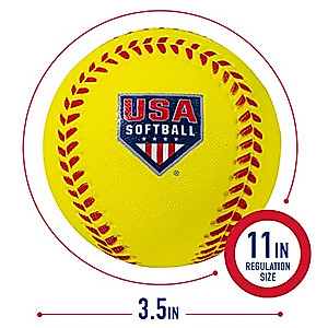 Franklin Sports Foam Practice Softballs - (4) USA Softball Official Size Foam Softballs for Kids - Squishy Foam Softball Balls - Great for Youth Training + Practice, Yellow