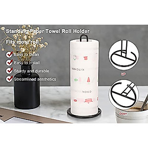 NearMoon Paper Towel Holder Countertop, Sturdy Kitchen Paper Towel Stand Dispenser-All Metal, Standard or Jumbo-Sized for Kitchen Countertop, Farmhouse, Living Room (1 Pack, Matte Black)