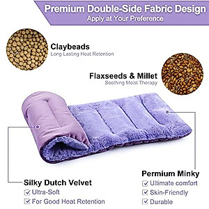 SuzziPad Microwave Heating Pad for Pain Relief, 7x16 Microwavable Heating Pads for Cramps, Muscle Ache, Joints, Neck Shoulder, Bean Bag Moist Heat Pack, Warm Compress, Purple