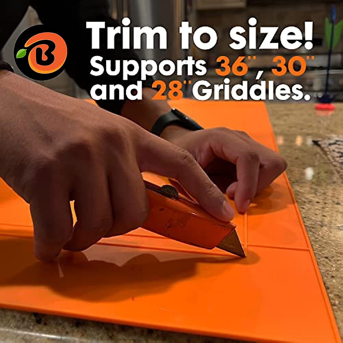 bigstone 36" Griddle Mat Silicone for Blackstone, Heavy Duty Food Grade Silicone Grill Cover for Blackstone, Resizable and Customizable, Compatible with Blackstone 36", 28",22" Models