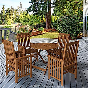 Furinno FG19061F Tioman Outdoor Hardwood Sunlight Folding Table, Natural