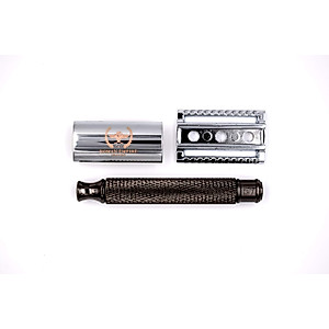 Caesar Gun Metal Safety Razor by Roman Empire Shaving with Set of 20 Shaving Blades (Astra-Derby-Shark-Treet)