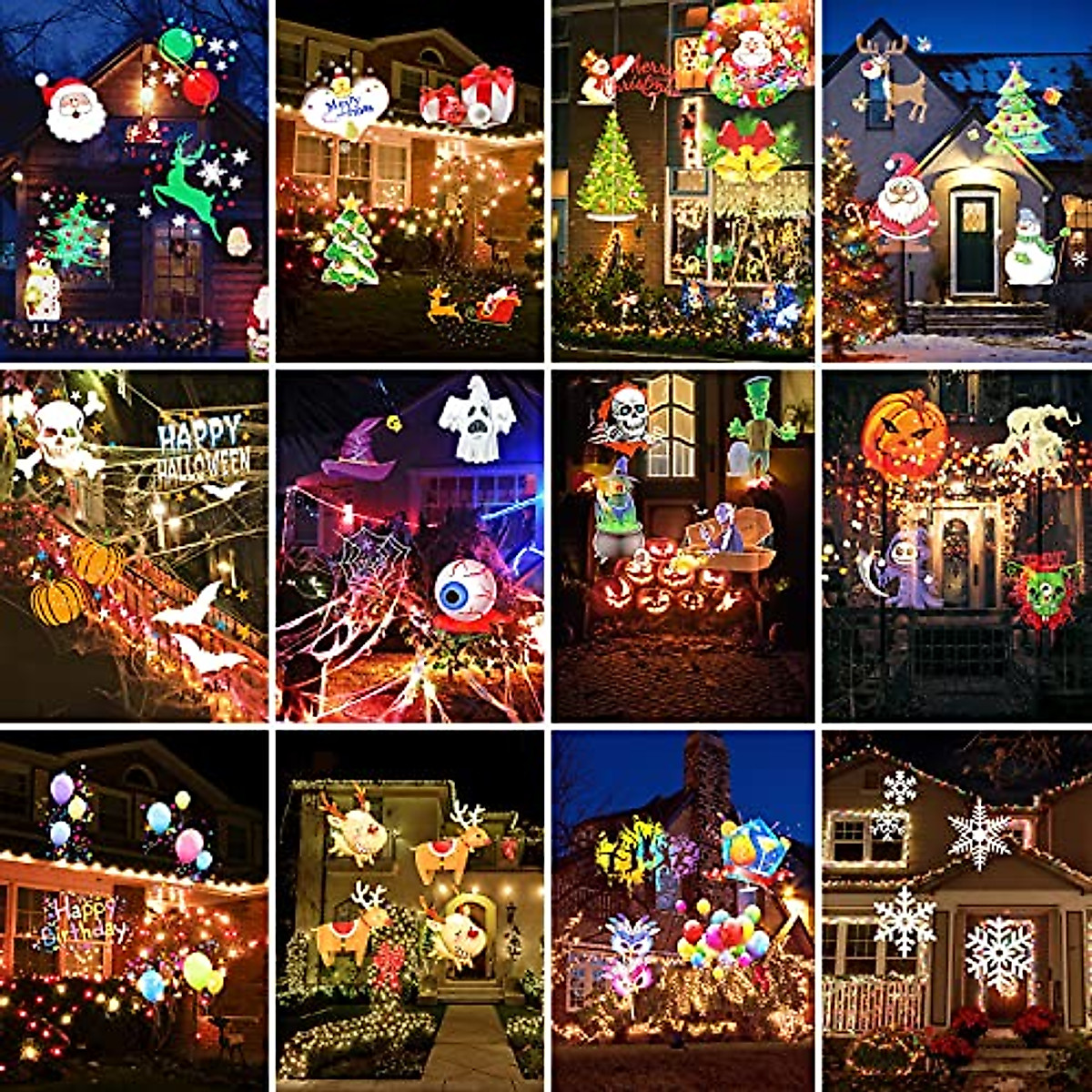 Christmas Lights,UNIFUN 12 Patterns LED Projector Lights with red and Green dot Star , Waterproof Landscape Light for Celebration Halloween ,Christmas ,Birthday and Party Decoration