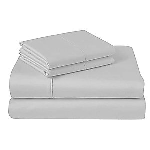 Sheet Set Cal-King Size 100 % Cotton Sheets 4 Piece Sheet Set 500 Thread Count Cotton Sheets BedSheet and Pillowcase Long Staple Cotton Sheet Breathable Cotton Sheets Light Grey Solid Sheet Set