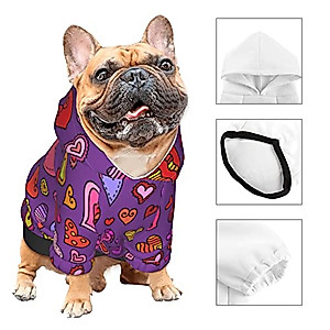 Dog Puppy Hoodies Valentine's Day Rainbow Hearts Sweatshirt Pet Hooded Coat Jackets Apparel for Small Dogs Small