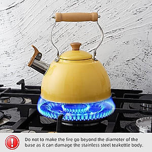 ROCKURWOK Tea Kettle, Tea Pot with Cool Touch Ergonomic Handle, Teapot Food Grade Stainless Steel, Tea Kettle Stovetop, Kettle Teapot, Whistling Tea Kettle, Tea Kettle Pot, 2.7 Quart (Yellow)