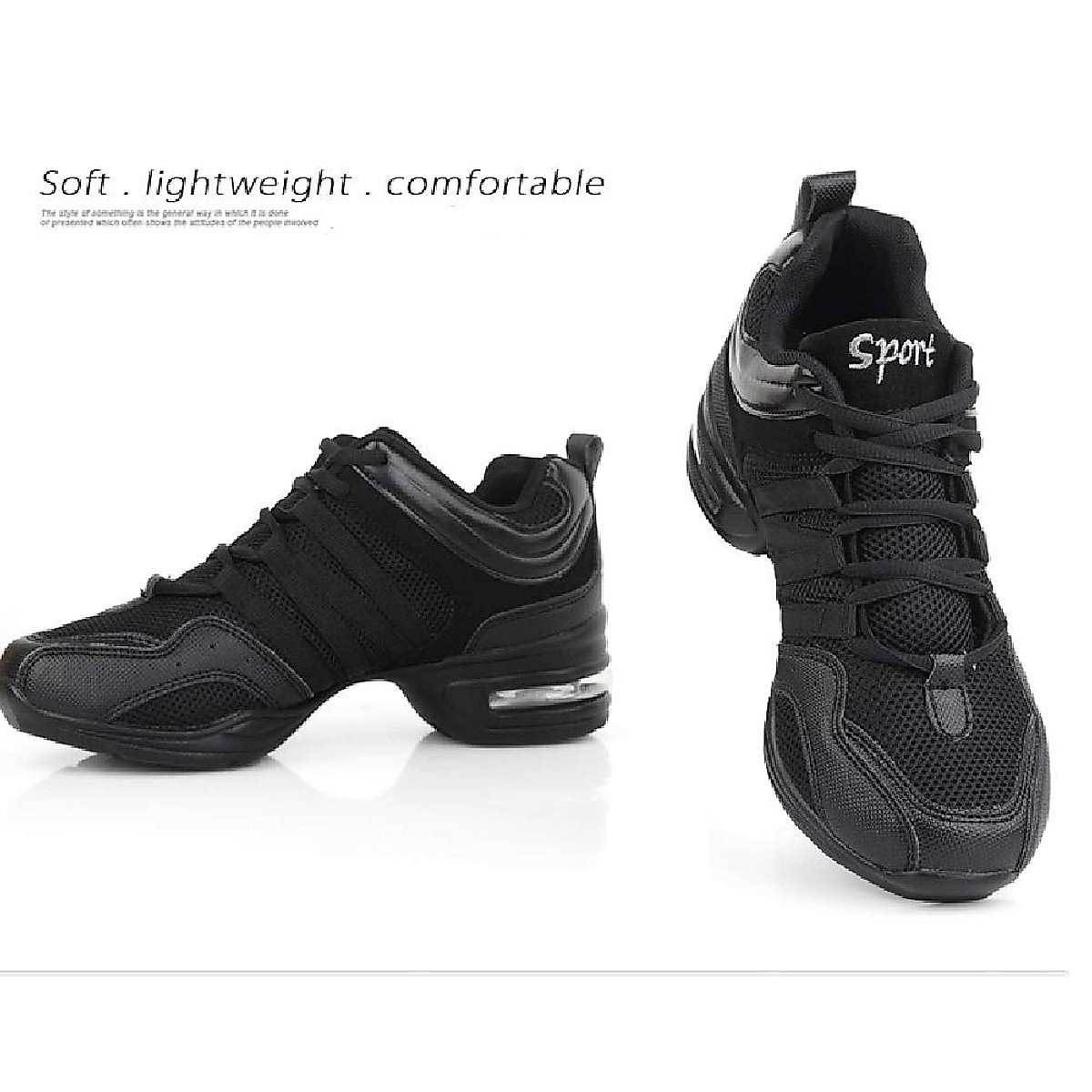 RUYBOZRY Women's Dance Sneakers Mesh Walking Shoes for Zumba Jazz Work Out Fitness Sports Modern Dance Shoes,729-Black-3.5,US 8.5