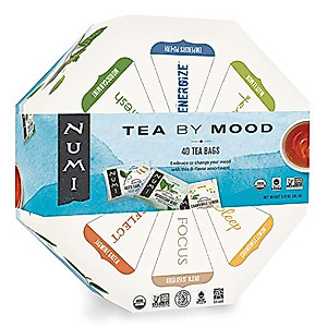 Numi Organic Tea By Mood Gift Set, 40 Tea Bag Assortment, Premium Organic Black, Pu-erh, Green, Maté, Rooibos & Herbal Teas