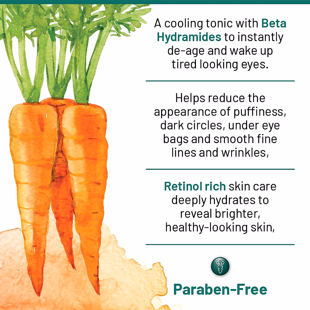 40 Carrots Carrot & Cucumber Eye Gel with Retinol for All Skin Types - Smooths Fine Lines & Reduces Wrinkles, Crow's Feet, Dark Circles, Under Eye Bags | Paraben Free (0.5 fl oz)