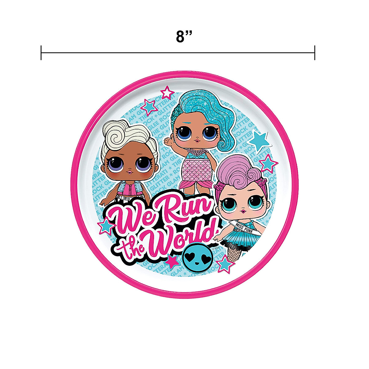 Zak Designs L.O.L. Surprise! Series Kids Plate, Bowl, Water Bottle & Flatware Set, Series 1-3 Characters, 5-piece set