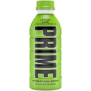 Prime Hydration Drink Lemon Lime 16.9oz Bottles, 12 Units, With V2U Custom Koozie