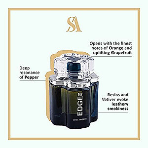 Swiss Arabian Mr EDGE - Luxury Products From Dubai - Long Lasting, Addictive Personal EDP Spray Fragrance - Seductive Signature Aroma - 3.4 Oz