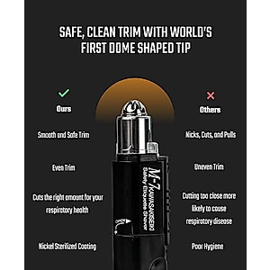 KAWASAKISEIKI M-7 Nose Hair Trimmer – Multifunctional Nose, Ears and Eyebrows Hair Trimmer for Men with Nickel Sterilized Coating and Self-Cleaning Water Resistant Design – Travel Pouch Included