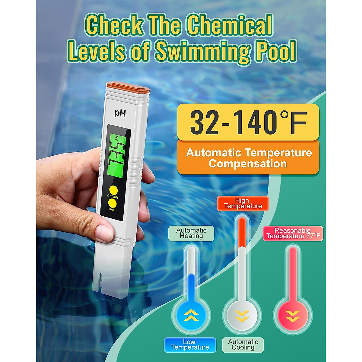 PH Meter for Water, PH Tester 0.01High Accuracy Water Quality Tester with 0-14 PH Measurement Range, PH Meter for Household Drinking, Pool, Aquarium, Aquaculture, Lab, Beer Brewing & Wine