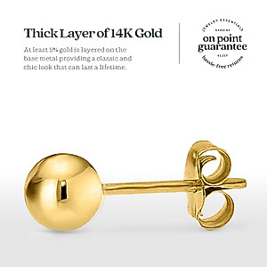 14K Gold Filled Earrings Round Ball Gold Studs Earrings for Women Gold Earrings | 3mm