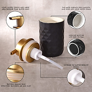 LALA DOLCE Foam Dispenser - Hand Pump Dispenser Foaming Soap Dispenser Ceramic Dish Liquid Dispenser for Kitchen Bathroom Hand Wash Bottle (13.5oz/400ml Black)