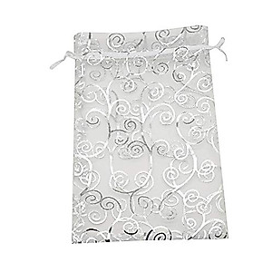 SUNGULF 50pcs Organza Pouch Bag Drawstring 6"x8" Strong Gift Candy Bag Jewelry Party Wedding Favor (Silver White)
