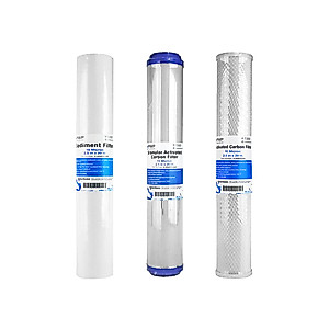 Three Stage 20" Filtration Kit with Sediment, GAC and Carbon Cartridges