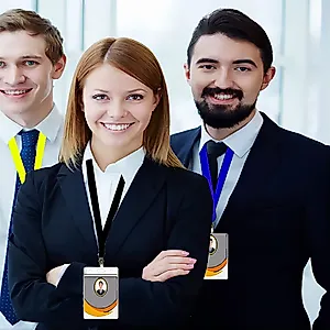 30 Pack Lanyards with ID Holder, Waterproof ID Holder with Lanyard (Assorted Rainbow 6 Colors)