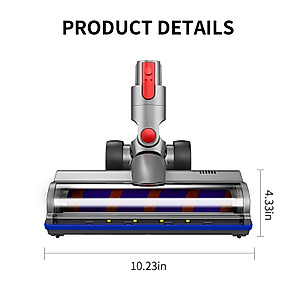 ORIVESSELS Replacement Vacuum Head compatible with Dyson V7 V8 V10 V11 V15 Hard Floor Attachment Cleaner Electric Head 4 LED Lights for Hard Floor and Low Carpets