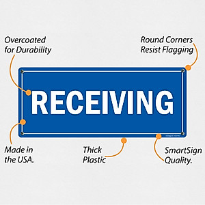 SmartSign "Receiving" Sign | 10" x 24" Plastic